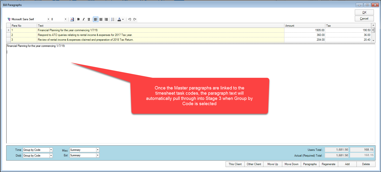 Removing the 'No Text' description in Stage Three of the Billing Wizard